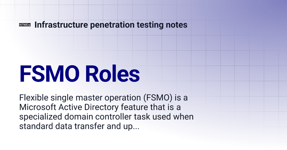 FSMO Roles | Infrastructure penetration testing notes
