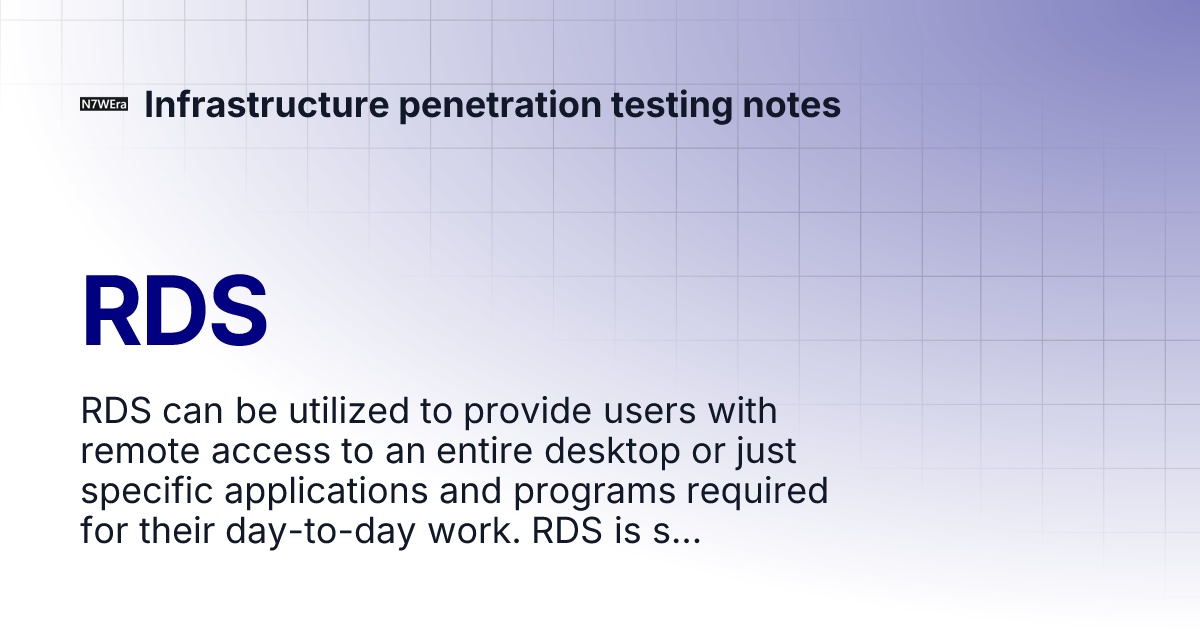 RDS | Infrastructure penetration testing notes